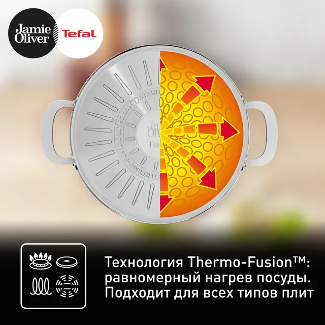 Набор посуды Tefal Jamie Oliver Kitchen Essentials 6 предметов 16/20/24 ...